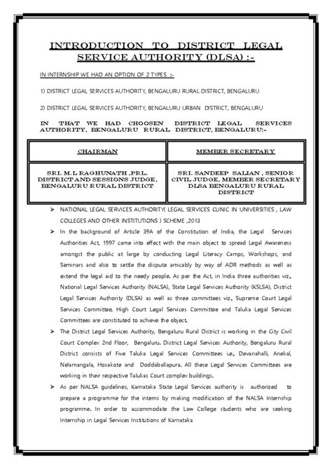 Model For Dlsa Introduction To District Legal Service Authority Dlsa