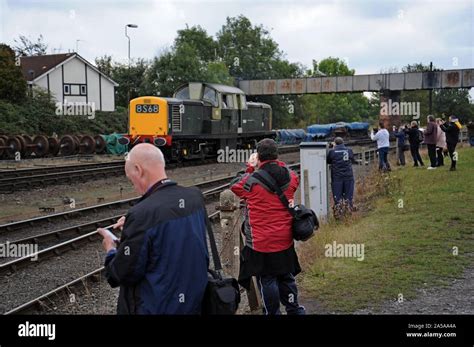Rail Enthusiasts Photographing A British Rail Class 17 Diesel