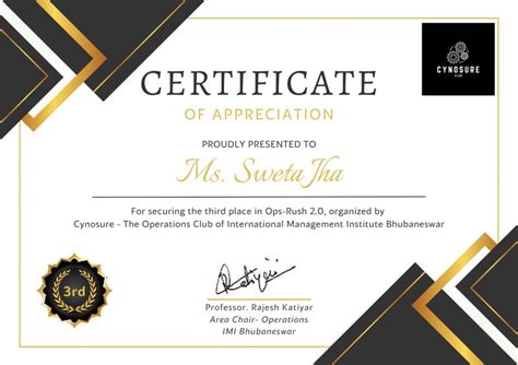 Sweta Jha On Linkedin Achievement Cynosureclub Imibhubaneswar Operationrush