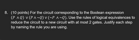Solved 8 10 Points For The Circuit Corresponding To The