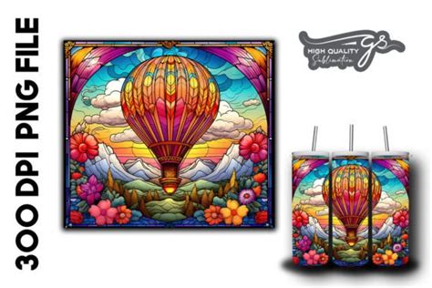 Hot Air Balloon Stained Glass 08 Graphic By Glamousitasublimation