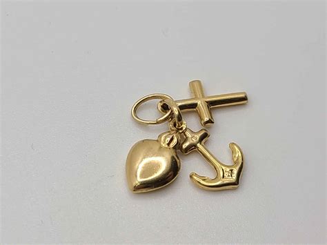 Pendentif Breloques Ancre Cœur Croix en Or k Bijoux Usagés
