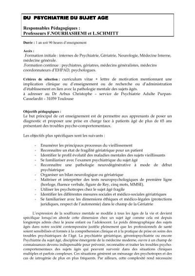 Psychiatrie Du Sujet G Formation M Dicale Continue