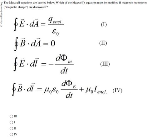 Solved o vec E dvec A qencl ε0o vec B dvec A 0o v Chegg com
