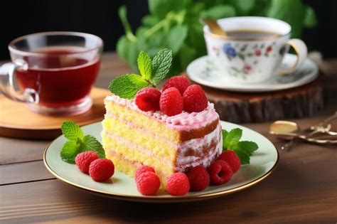 Raspberry Pie Slice On Display Premium Ai Generated Image
