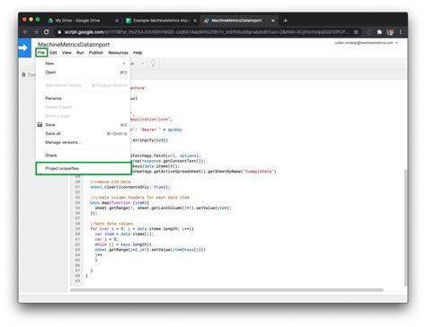 Getting Started Using Google Scripts Sheets With Our APIs MachineMetrics