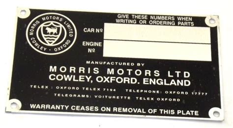 Chassis Plate Morris Minor 52 58 British Classic Spare Parts