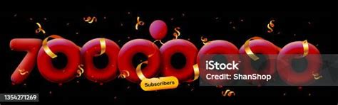 70000000명의 팔로워가 있는 배너는 3d 레드 풍선과 다채로운 색종이로 되어 주셔서 감사합니다 소셜 미디어 70m 팔로워 를위한 벡터 일러스트 3d 번호 감사 구독자를