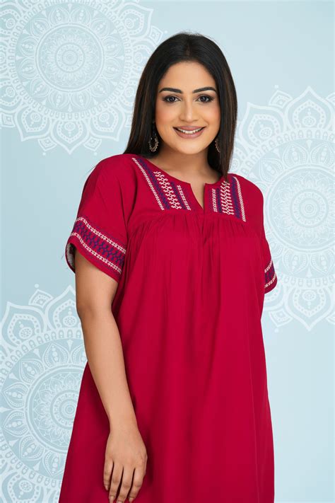Geometric Embroidered Loose Fit Tent Dress La Vivente