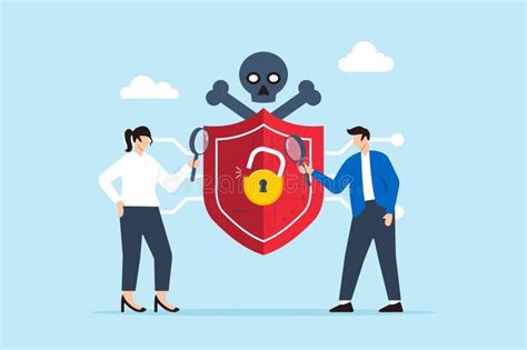 Flat Illustration Of Two People Analyzing Cybersecurity Threats Examine