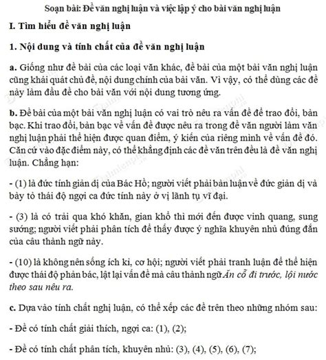 Dàn ý Văn Nghị Luận Lớp 7 Tanggiap Tanggiap Net