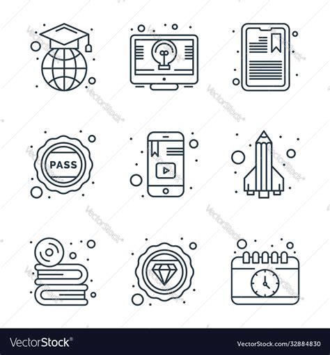 Online Learning Line Icons Linear Set Quality Vector Image