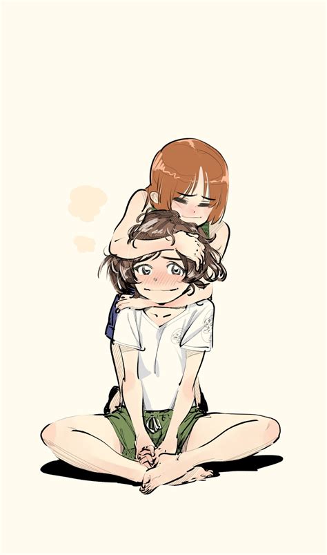 Safebooru 2girls Absurdres Akiyama Yukari Arm Support Bangs Blush