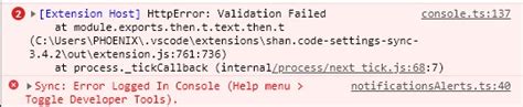 sync error logged in console error validation failed · issue