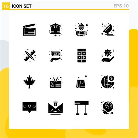 16 Universal Solid Glyphs Set For Web And Mobile Applications Back To