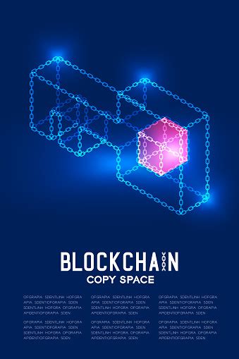 Blockchain 기술 3d 아이소메트릭 가상 개인 키 컨셉 디자인 그림 복사 공간 벡터 Eps 10 어두운 파란색 배경 및