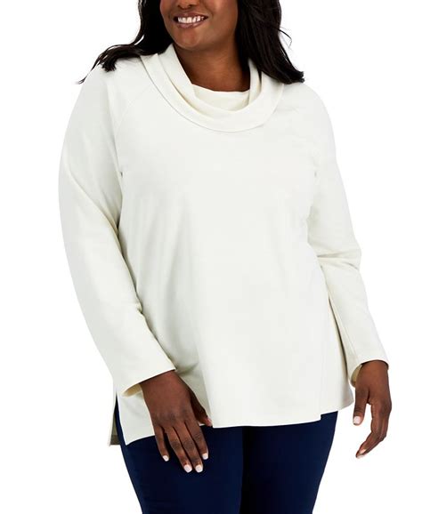 Karen Scott Plus Size French Terry Cowl Neck Tunic Created For Macys