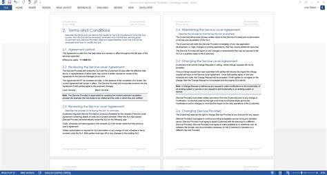 Service Level Agreement SLA Template MS Word Excel Templates