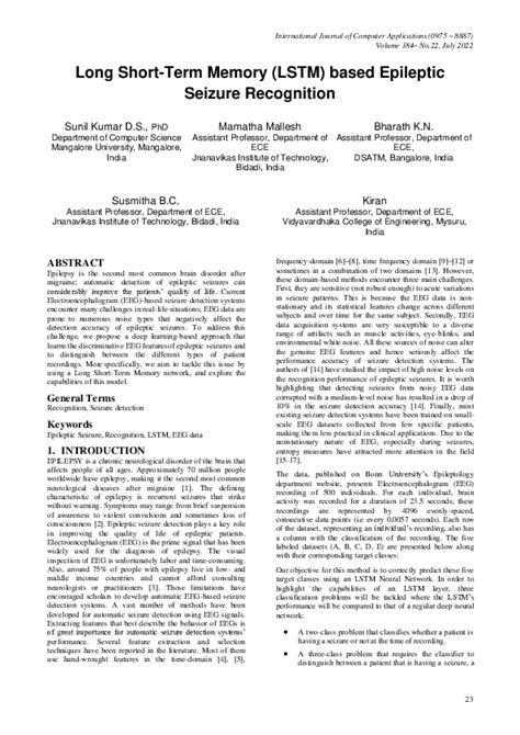 Pdf Long Short Term Memory Lstm Based Epileptic Seizure Recognition
