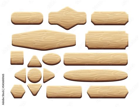 Wooden Game Ui Asset Gaming User Interface Buttons Elements Vector