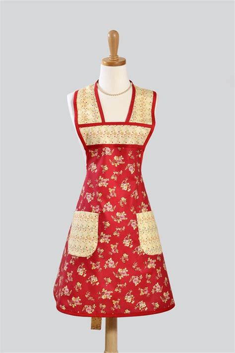Womens Vintage Inspired Apron Red Is Beautiful Backdrop For Etsy