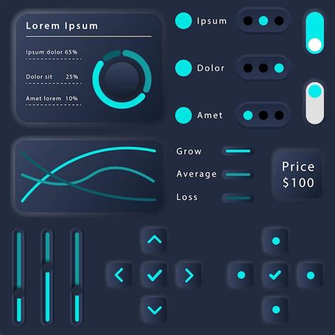 Premium Vector Neumorphic Share Market User Interface Elements Stock
