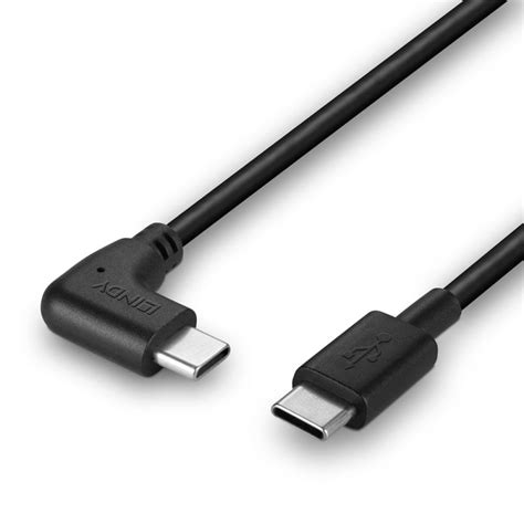1m Usb 20 Straight Usb C To Right Angled Usb C Cable From Lindy Uk