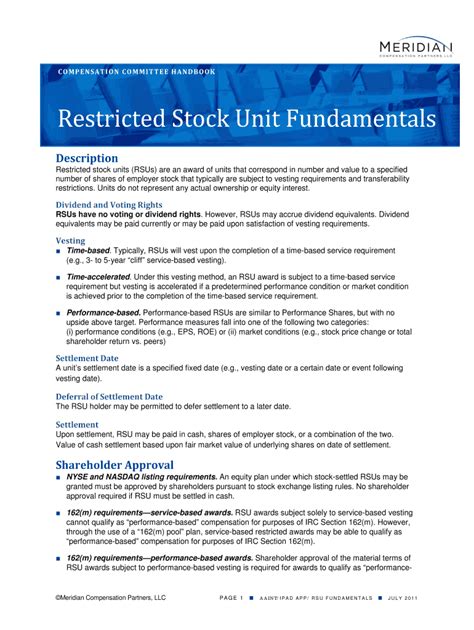 Fillable Online Restricted Stock Unit Fundamentals Fax Email Print