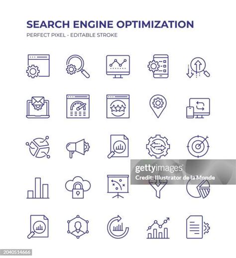 Search Engine Optimization Editable Line Icon Set Contains Such Icons As Traffic Cloud Computing ...