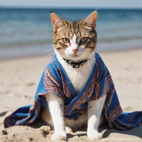Beach Cat In Clothes Stable Diffusion Online