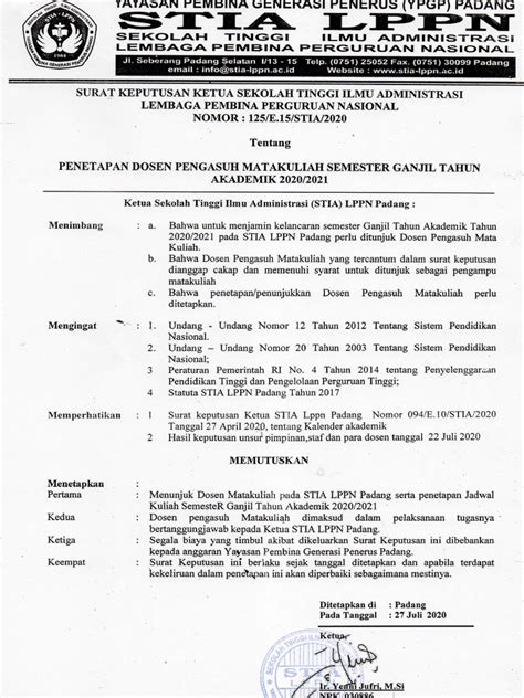 Dosen Pengasuh Mata Kuliah Pdf