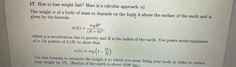 Solved 17 How To Lose Weight Fast Here Is A Calculus