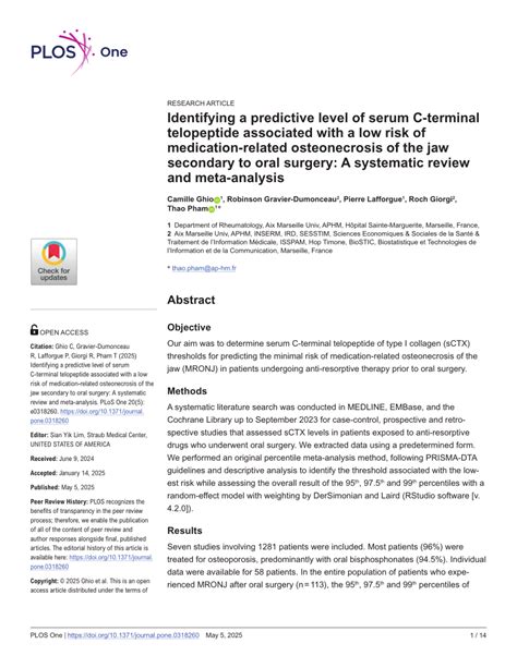 Pdf Identifying A Predictive Level Of Serum C Terminal Telopeptide