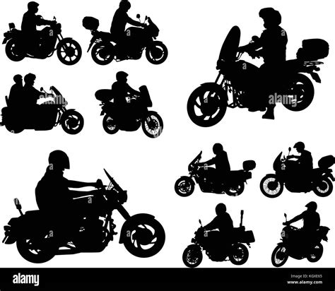 Motorcyclists Silhouettes Collection Vector Stock Vector Image And Art