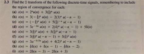 Solved 2 3 Find The Z Transform Of The Following Chegg