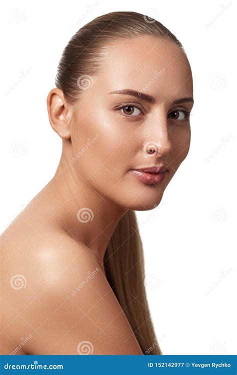 Beauty Portrait Of Female Face With Natural Skin Stock Image Image Of Looking Care 152142977