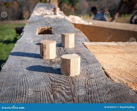 Wood Timber Framing Pegs Stock Image Image Of Handhewn