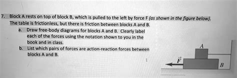 solved block a rests on top of block b which is pulled to the left by force f as shown in the