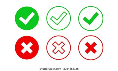 Illustration Set Green Red Check Mark Stock Vector Royalty Free