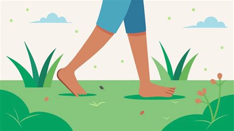 Premium Vector Walking Foot On The Freshly Grass Feeling The Cool