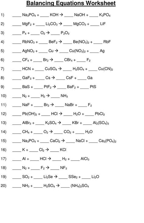 Neutralization Reactions Worksheets