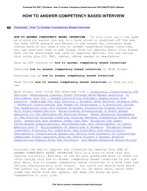 Fillable Online How To Answer Competency Based Interview How To Answer Competency Based