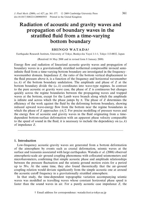 Pdf Radiation Of Acoustic And Gravity Waves And Propagation Of Boundary Waves In The