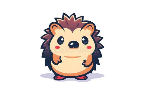 Flat Colorful Logo Of A Cute Hedgehog In Cartoon Style Stock