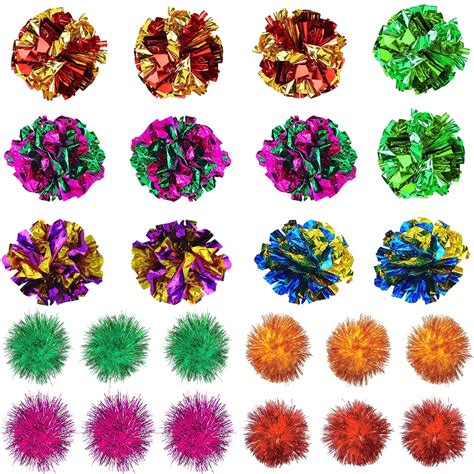 24 Pcs Crinkle Balls Cat Toy 12 Pcs Mylar Crinkle Ball Cat Toy 12