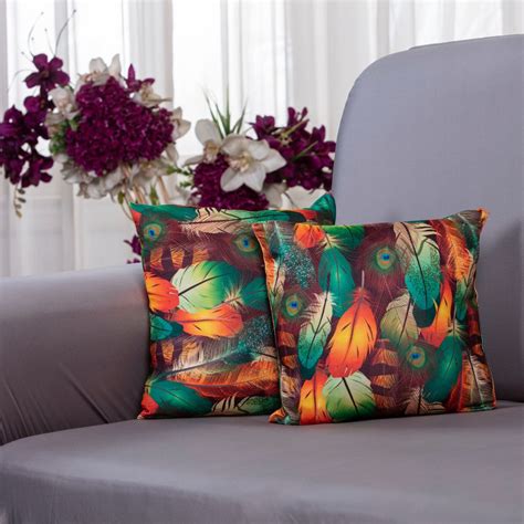 Divinetrendz Exclusive Peacock Feather Cushion Cover Divine Trendz
