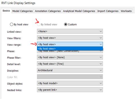 Revit Link Display Options By Linked View Grayed Out Autodesk