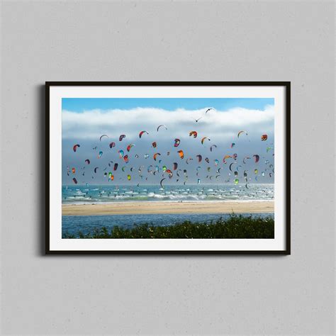 Kiteboarding Surfboard And Surfing Wall Art Print Beach Lifestyle Home