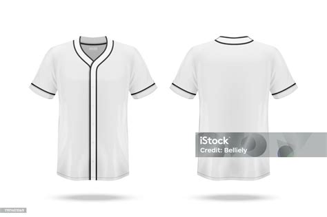 사양 야구 T 셔츠 Mockup 흰색 배경에 격리 디자인에 대한 셔츠에 빈 공간 및 셔츠에 요소 또는 텍스트를 배치 인쇄 공백 벡터 일러스트 레이션 야구 유니폼에 대한 스톡