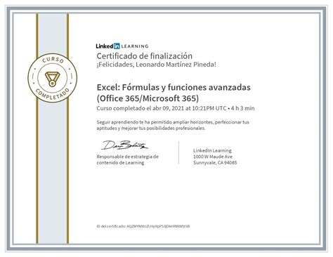 Certificado En Excel 365 Avanzado
